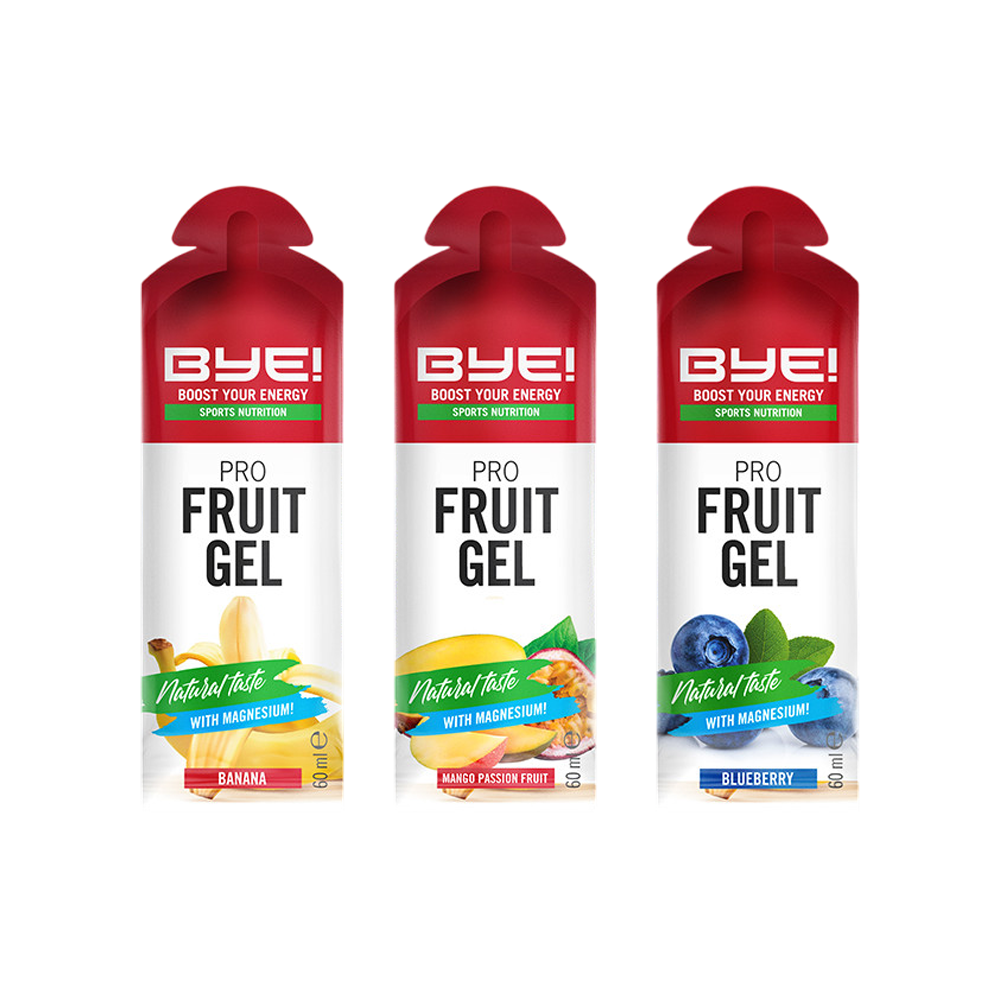 Proefpakket BYE! PRO Fruit Gel - 12 x 60 ml - Vegan energiegels - Vegan ...